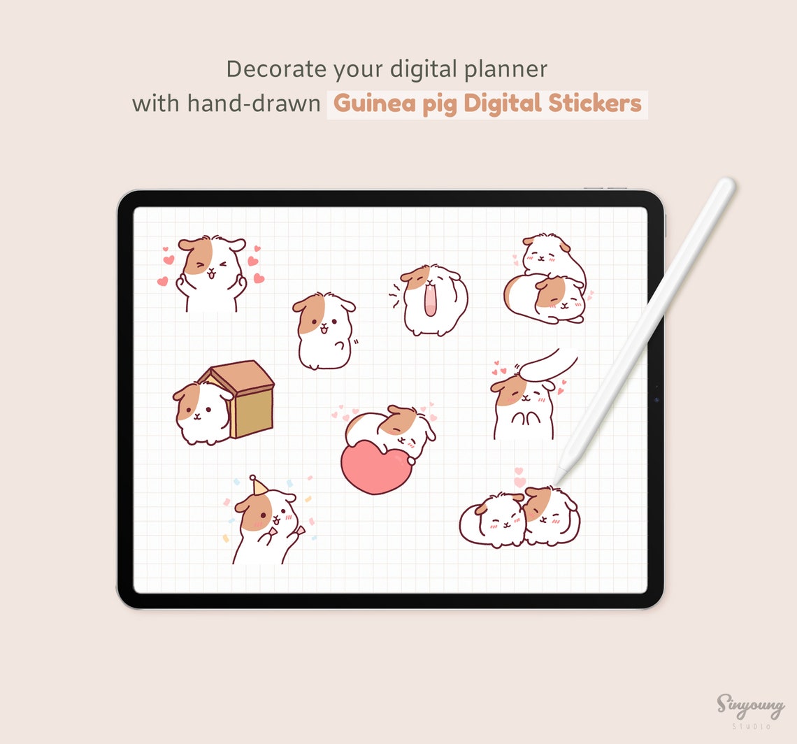 Cute Guinea Pigs Goodnotes Stickers Pre-cropped Digital - Etsy