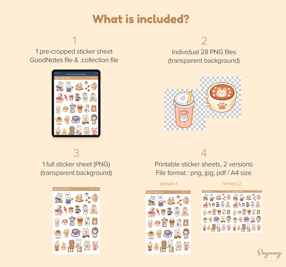 Cute Coffee Time Digital Stickers | Coffee Break Goodnotes Stickers ...