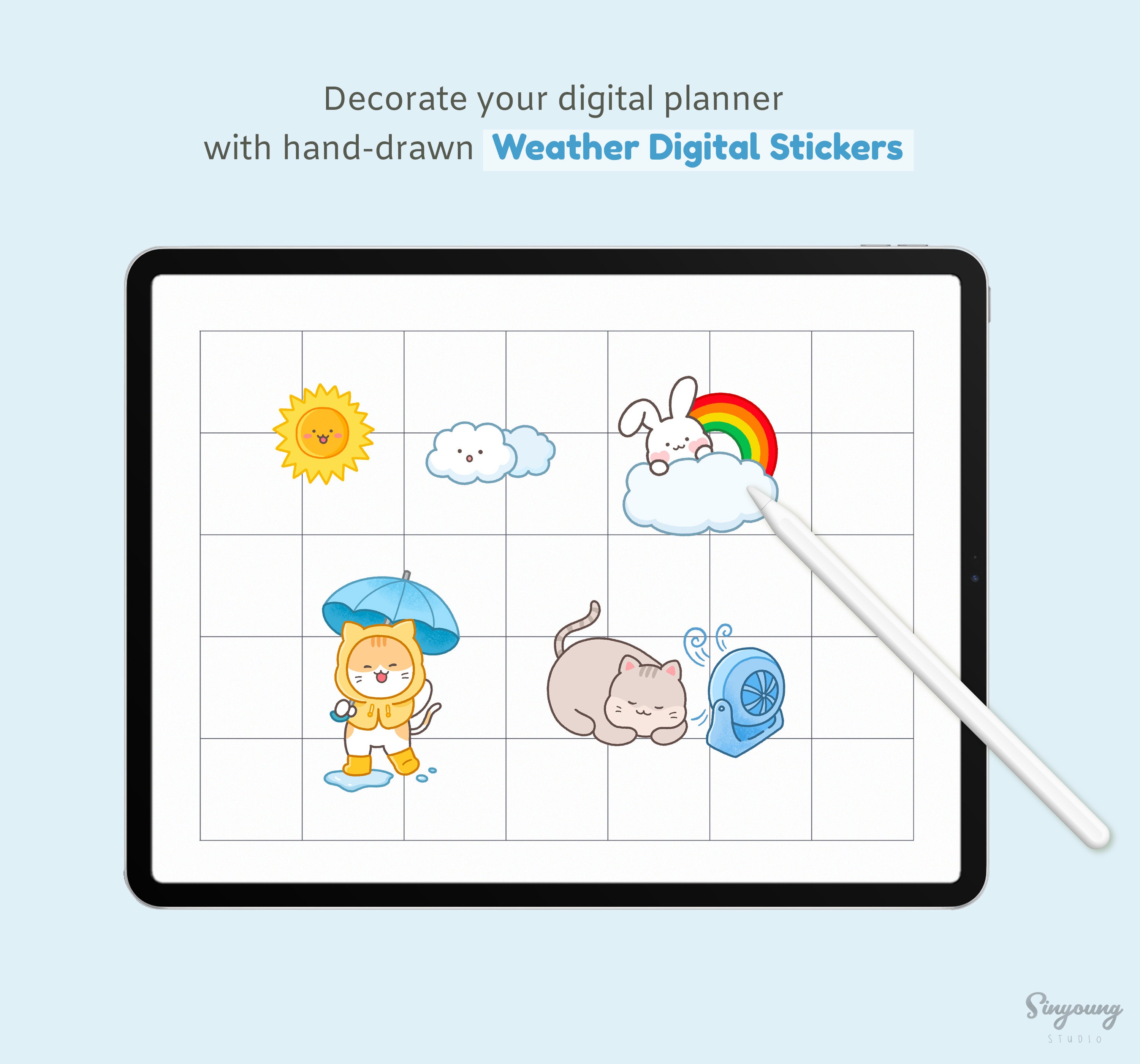 Cute Weather Stickers for Digital Planner Weather Icon - Etsy