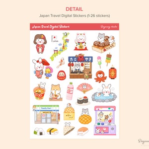 Cute Japan Travel Stickers for Digital Planner | Japan Travel Theme ...