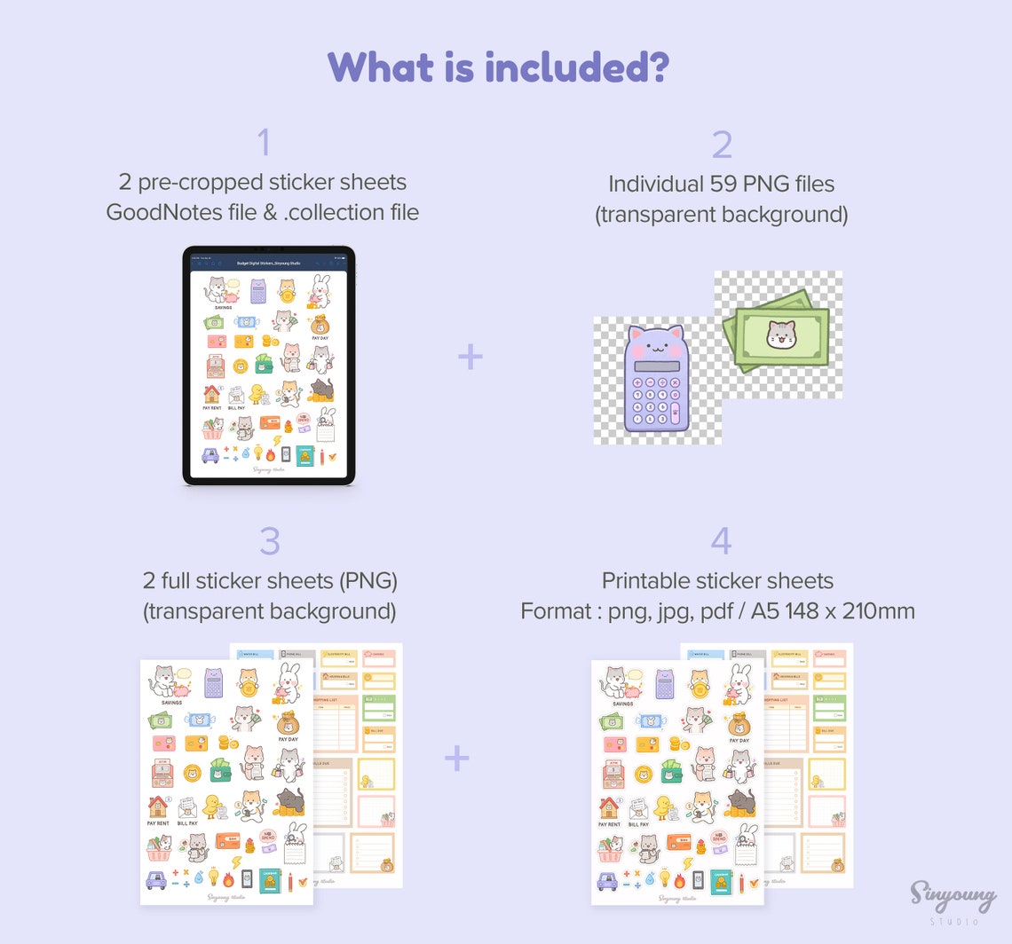 Cute Budget and Finance Digital Stickers | Expense & Income Goodnotes ...
