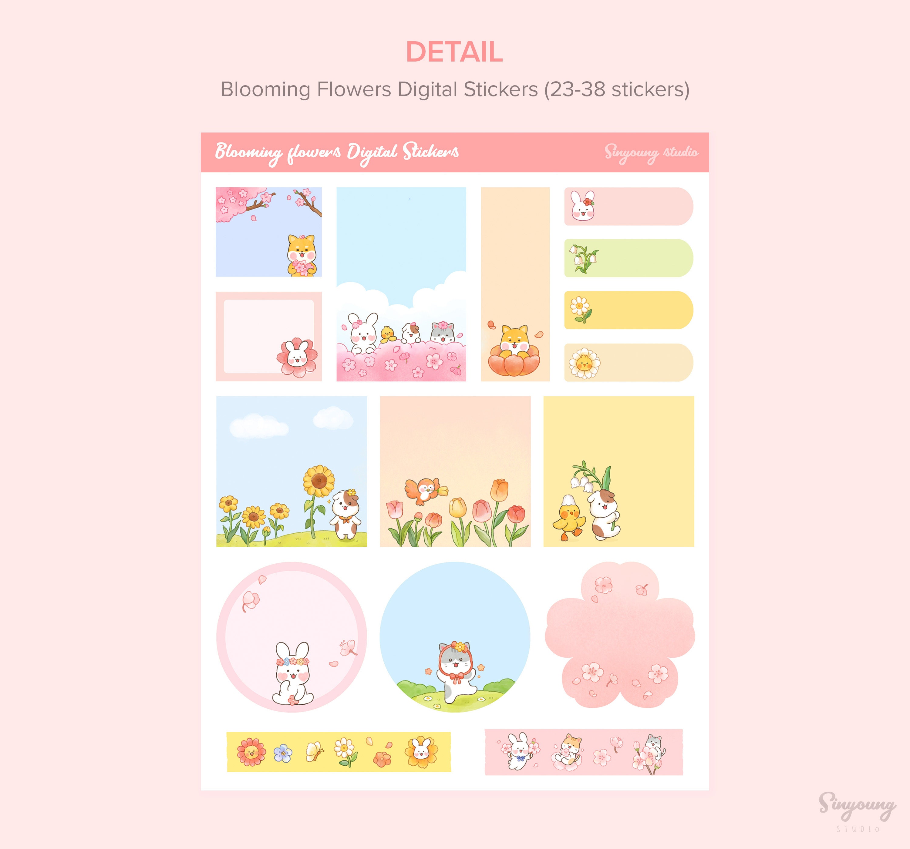 Cute Blooming Flowers Stickers for Digital Planner | Spring Floral ...