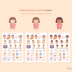 Cute Pregnancy Digital Stickers | Pregnant Woman Character Goodnotes ...