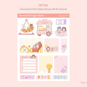 Cute Amusement Park Stickers for Digital Planner | Theme Park Goodnotes ...
