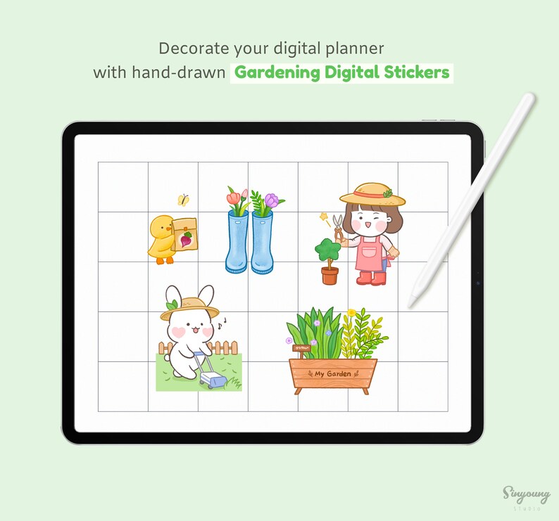 Cute Gardening Digital Planner Stickers | Garden Tools Goodnotes ...