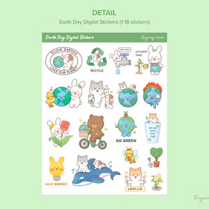 Cute Earth Day Stickers for Digital Planner | Eco Friendly Goodnotes ...