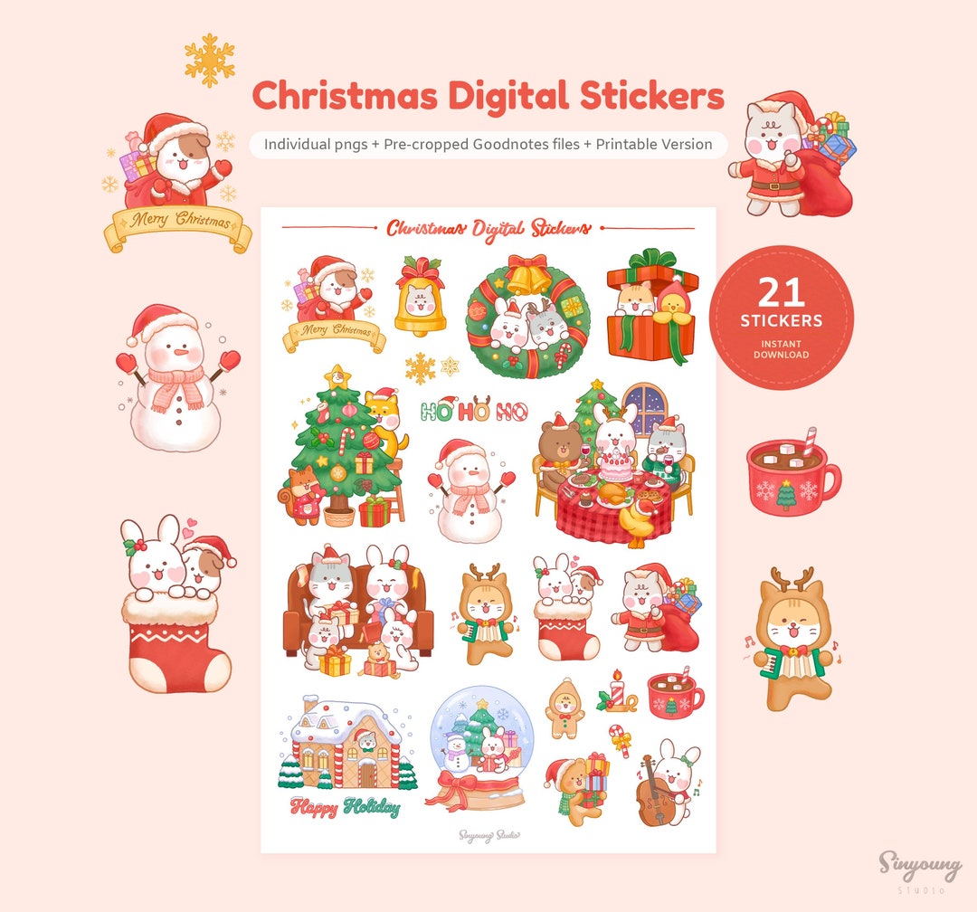 Cute Merry Christmas Stickers for Digital Planner | Happy Holidays ...