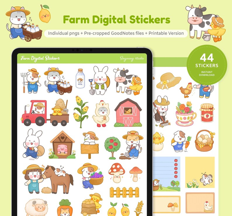 Cute Farm Life Stickers for Digital Planner Adorable Farm - Etsy