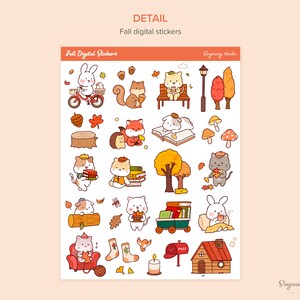 Cute Fall Digital Planner Stickers | Hand Drawn Autumn Vibes Goodnotes ...
