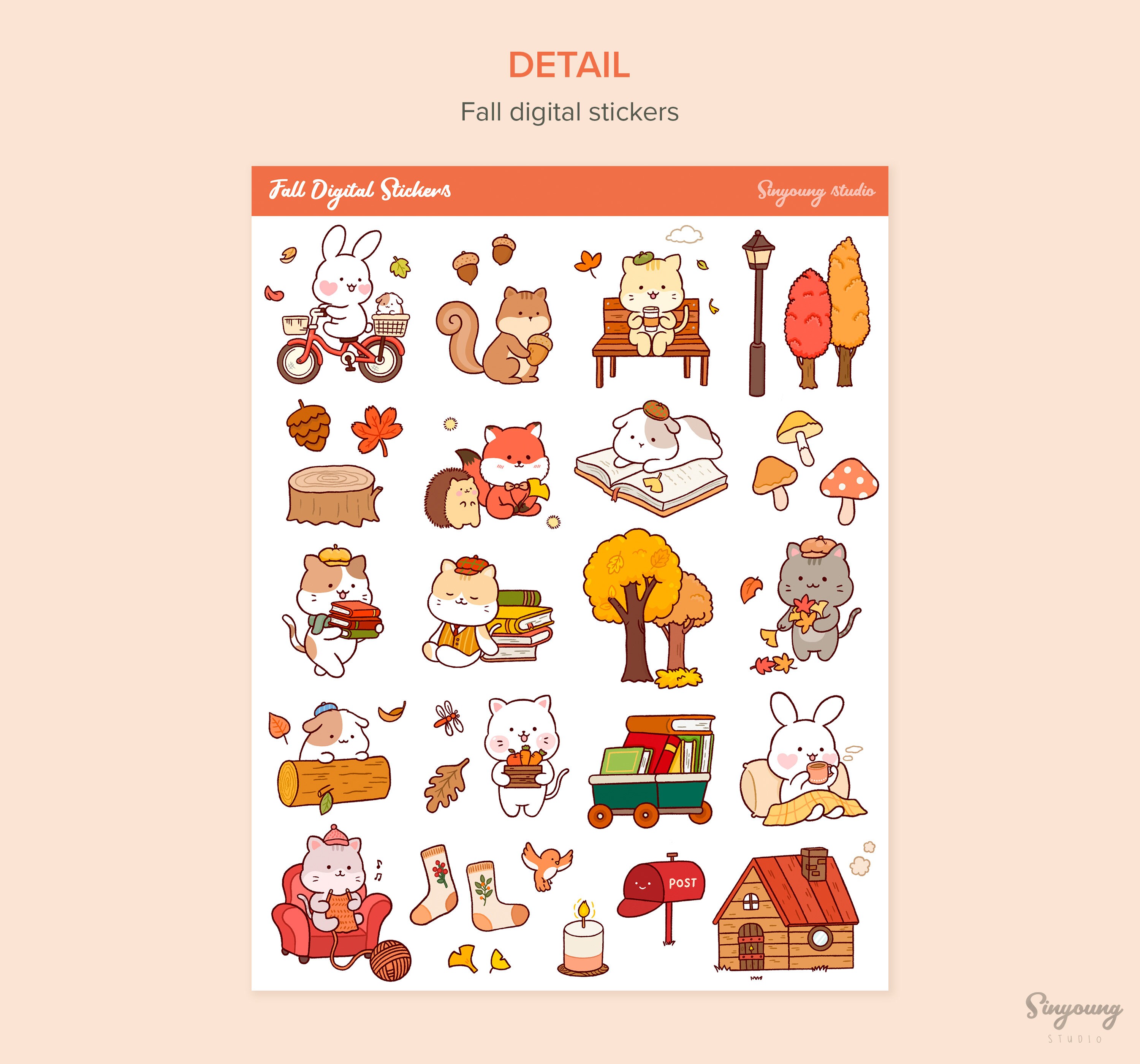 Cute Fall Digital Planner Stickers | Hand Drawn Autumn Vibes Goodnotes ...