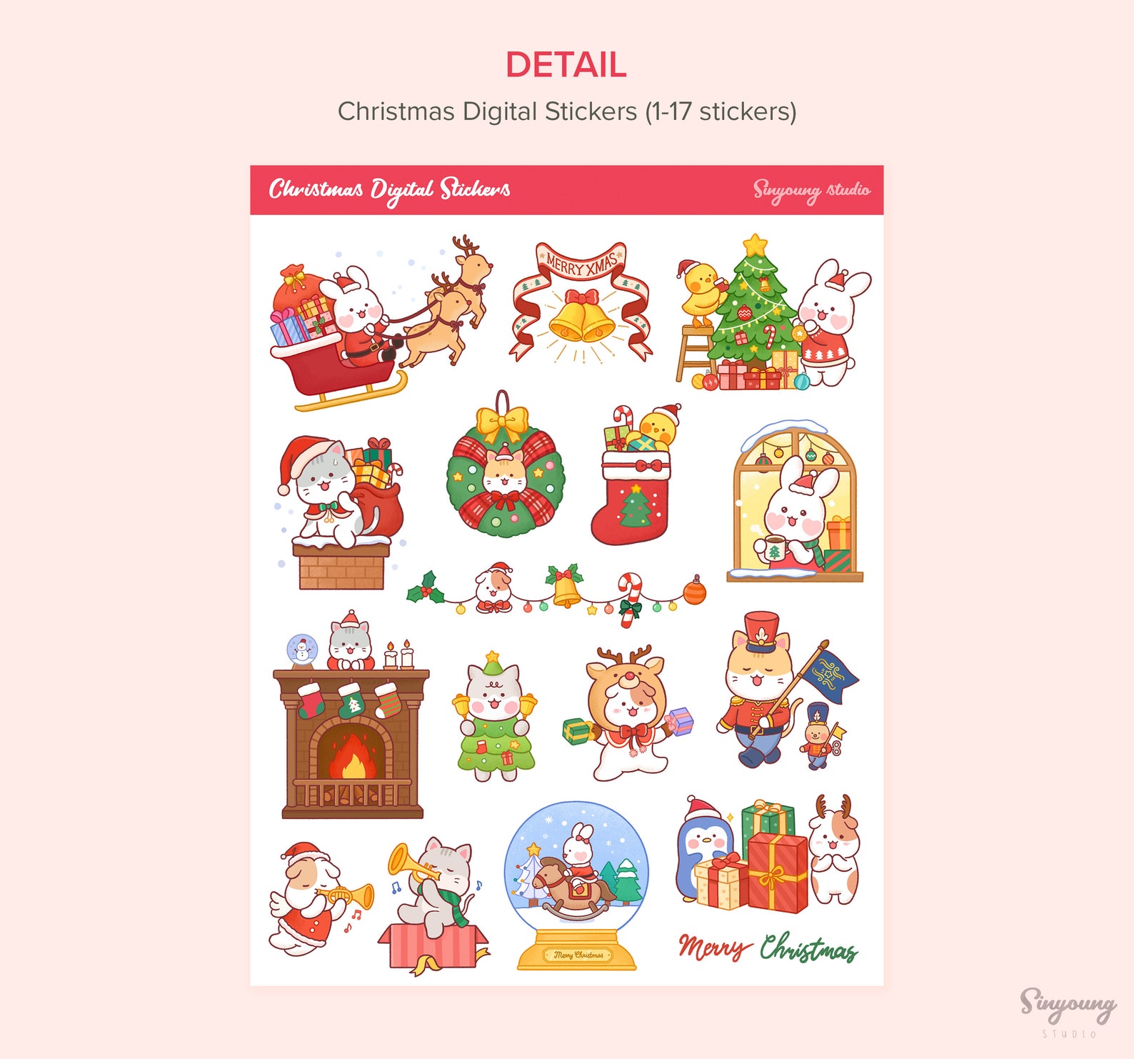 Cute Christmas Stickers for Digital Planner Christmas Cat - Etsy