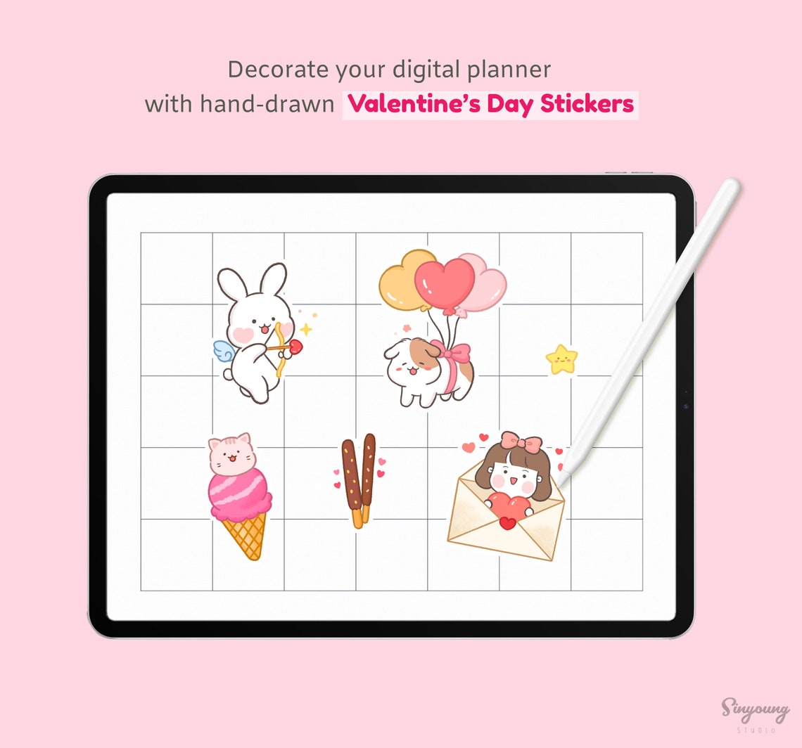 Cute Valentine's Day Digital Planner Stickers | February Goodnotes ...