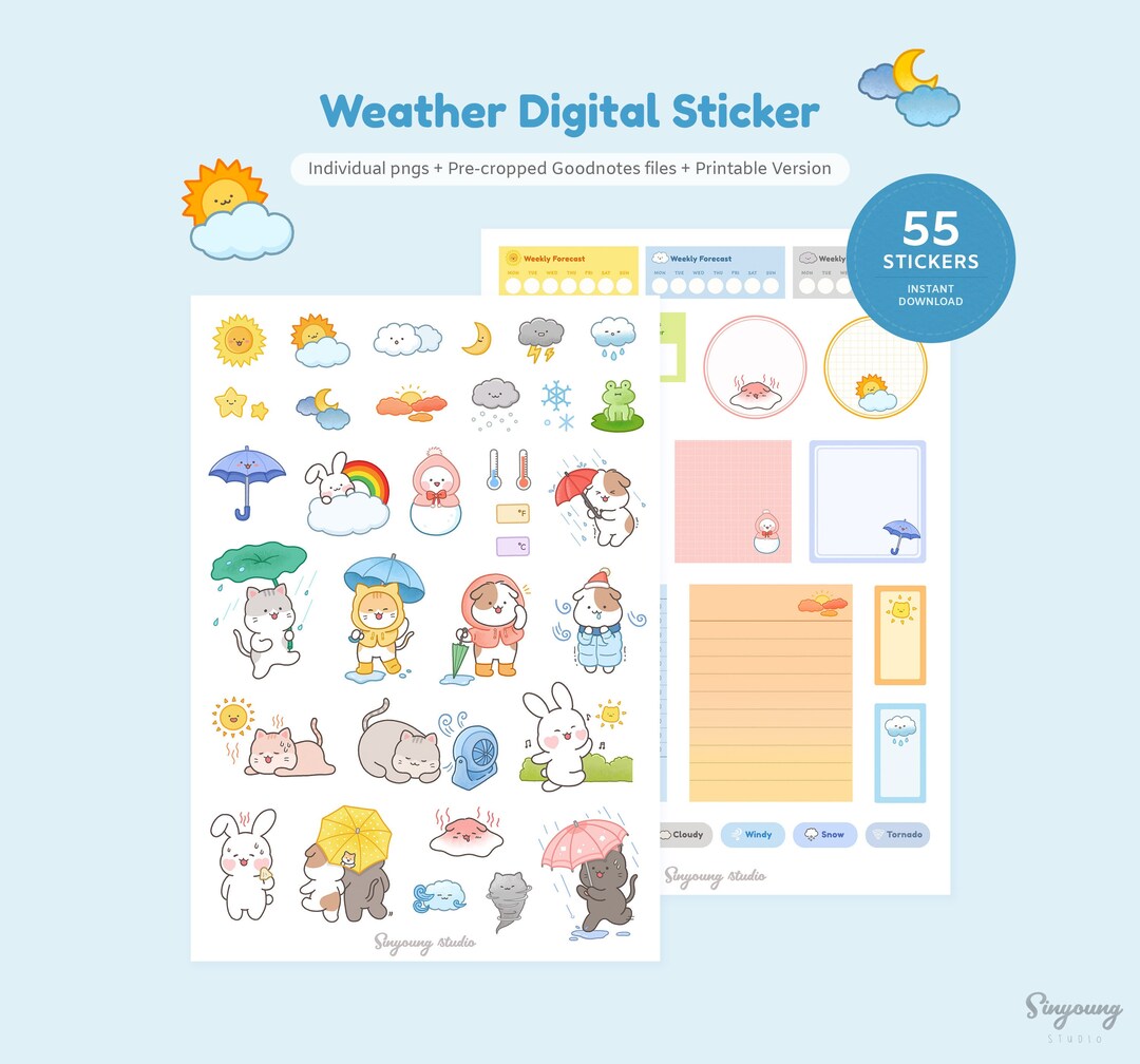 Cute Weather Stickers for Digital Planner Weather Icon Goodnotes ...