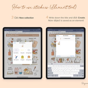 Reading Digital Planner Stickers Bookworm Cat Stickers for | Etsy