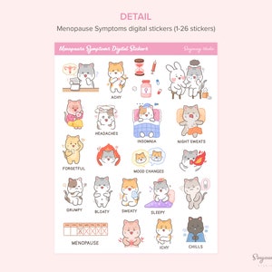 Cute Menopause Symptoms Digital Stickers | Forgetful, Grumpy, Sweaty ...