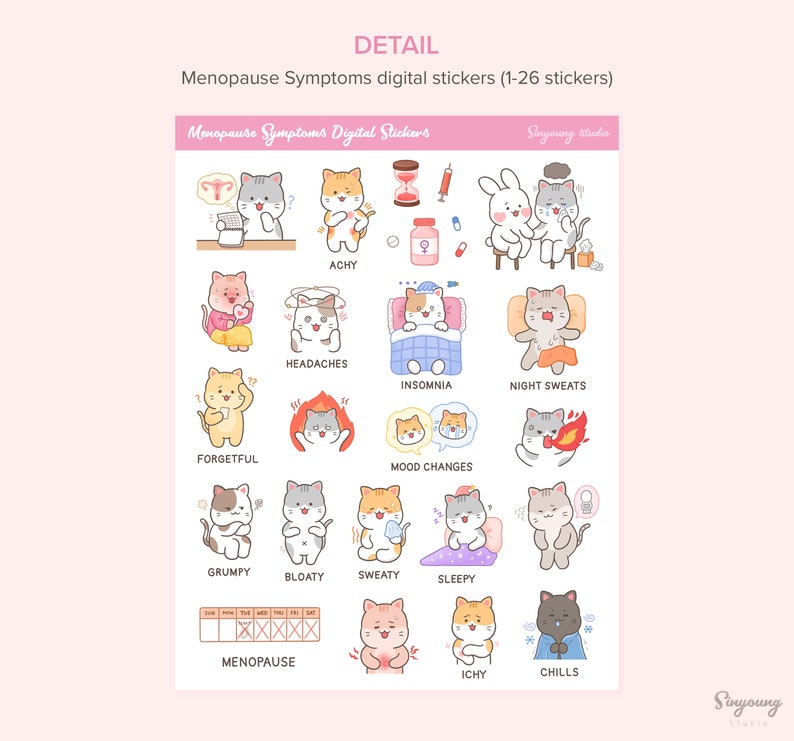 Cute Menopause Symptoms Digital Stickers Forgetful Grumpy - Etsy