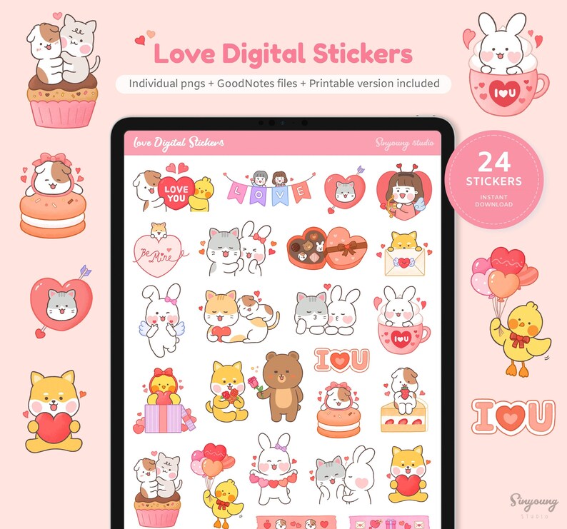 Cute Love Stickers for Digital Planner Romantic - Etsy