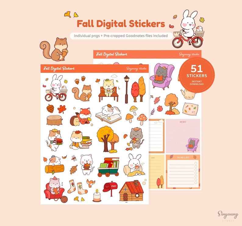 Cute Fall Digital Planner Stickers | Hand Drawn Autumn Vibes Goodnotes ...