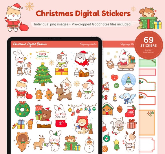 Cute Christmas Digital Planner Stickers Winter Holidays - Etsy