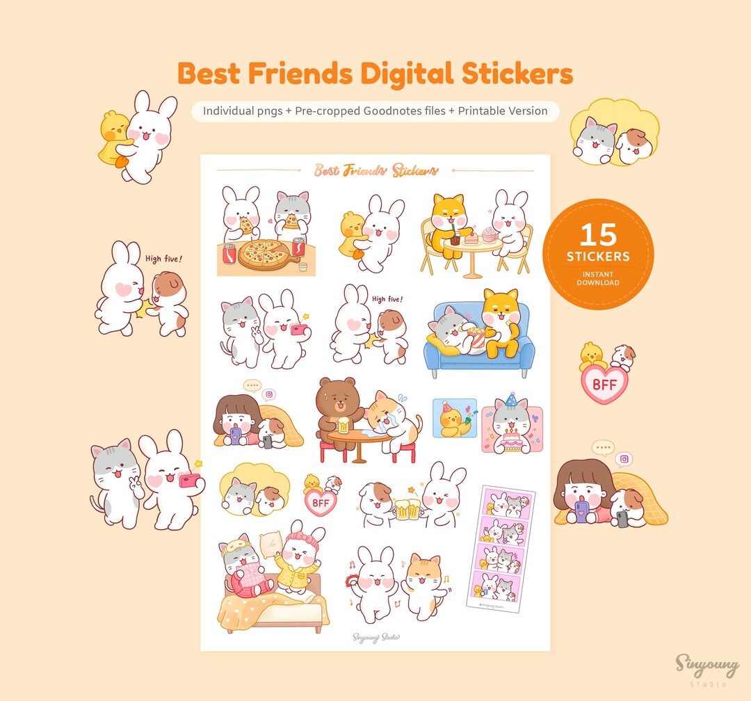Cute Best Friends Digital Stickers | Friendship Goodnotes Stickers ...