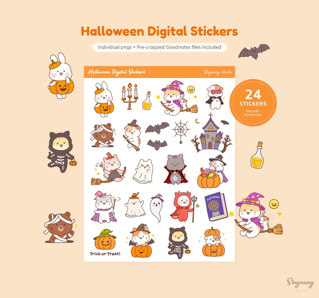 Cute Halloween Digital Stickers | Spooky Season Goodnotes Stickers ...