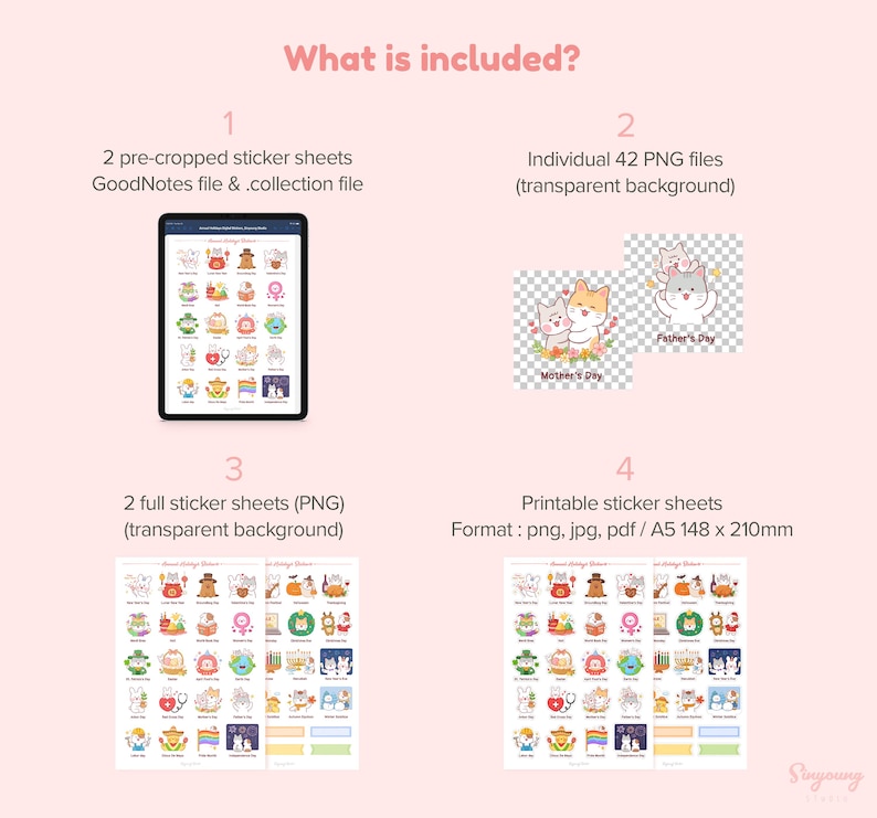 Cute Annual Holidays Calendar Stickers | Global Holiday Set Goodnotes ...