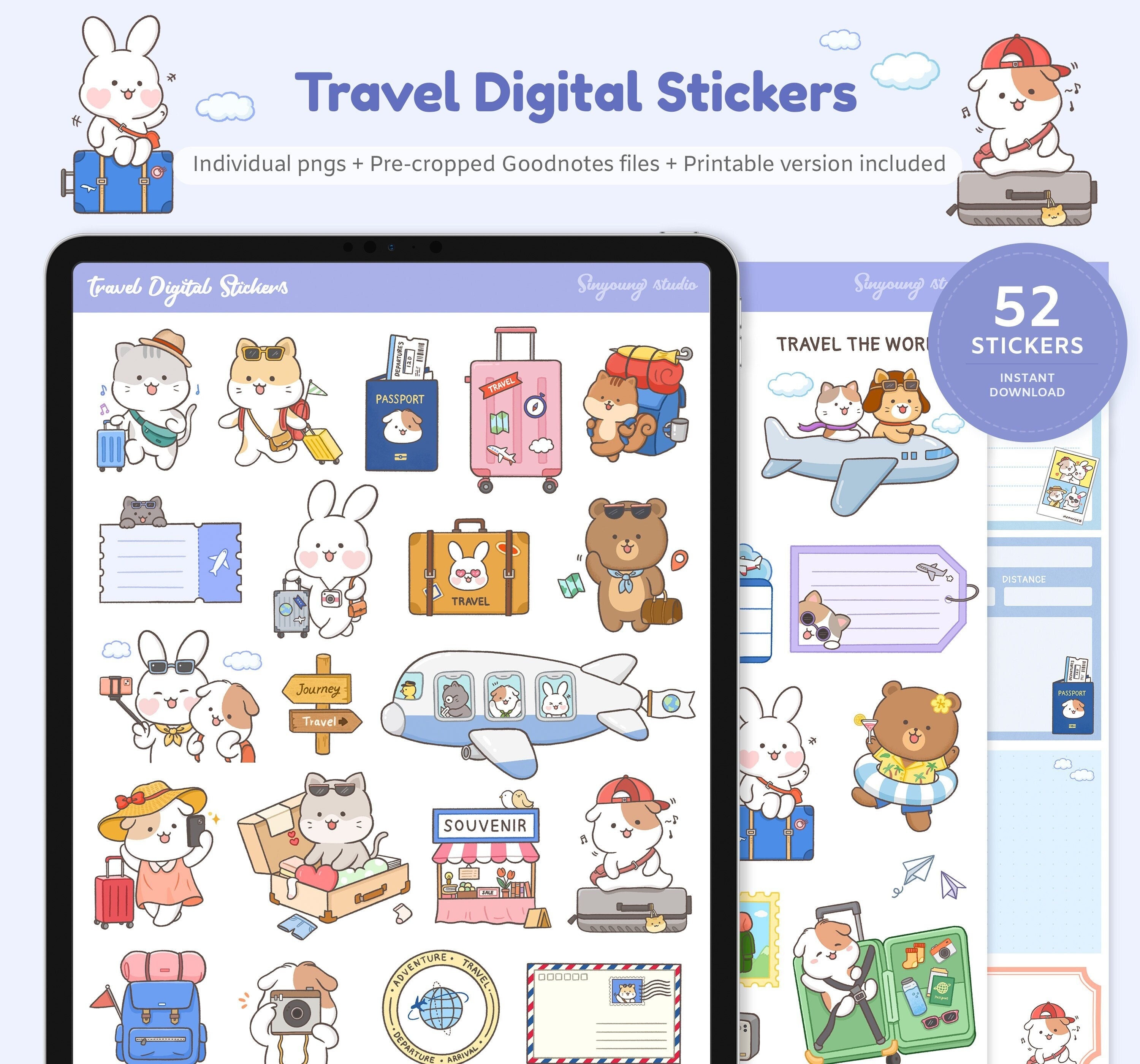 Cute Travel Digital Planner Stickers Holiday Travel - Etsy