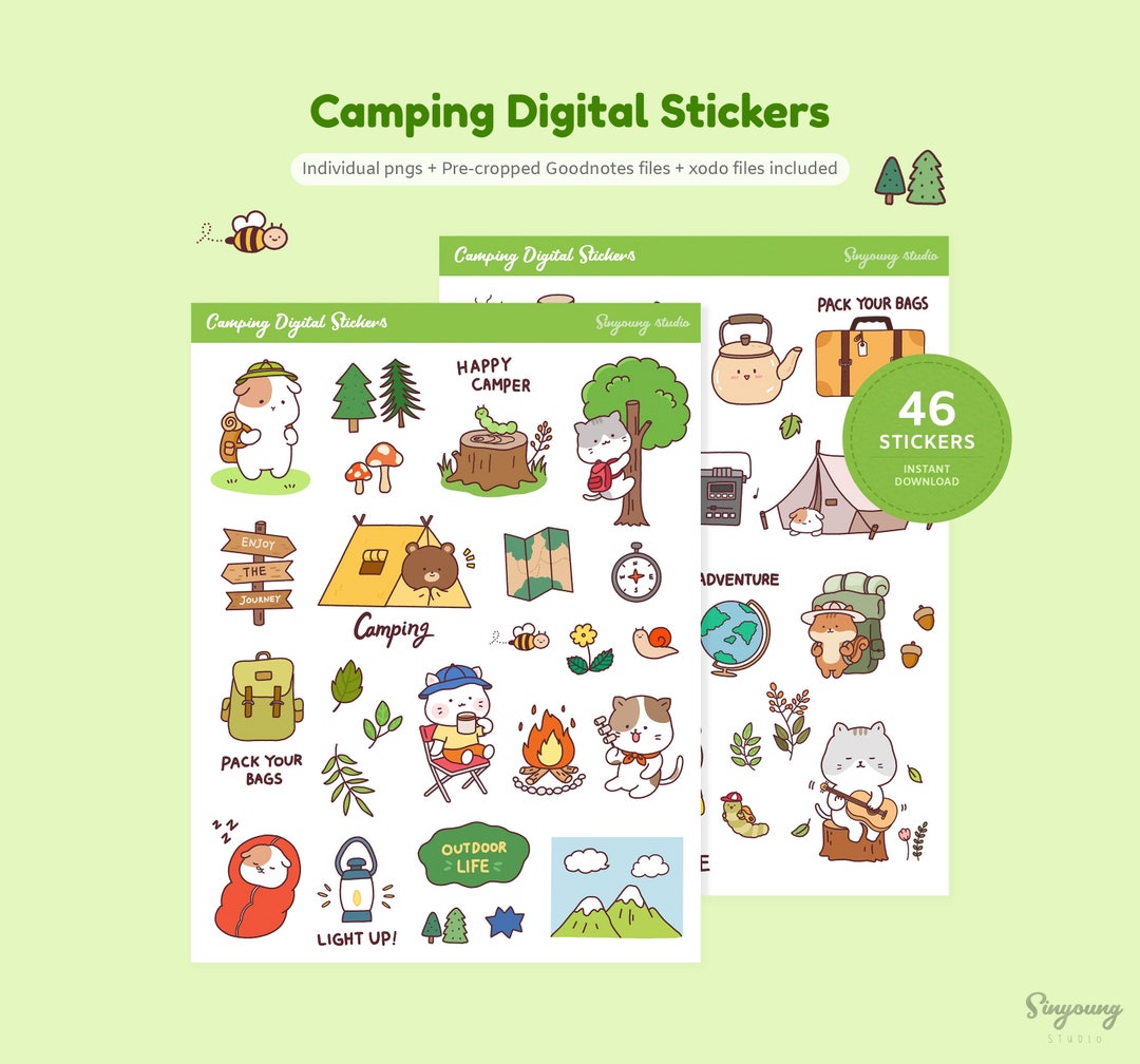 Camping Digital Planner Stickers for Goodnotes, Summer Camp Sticker ...