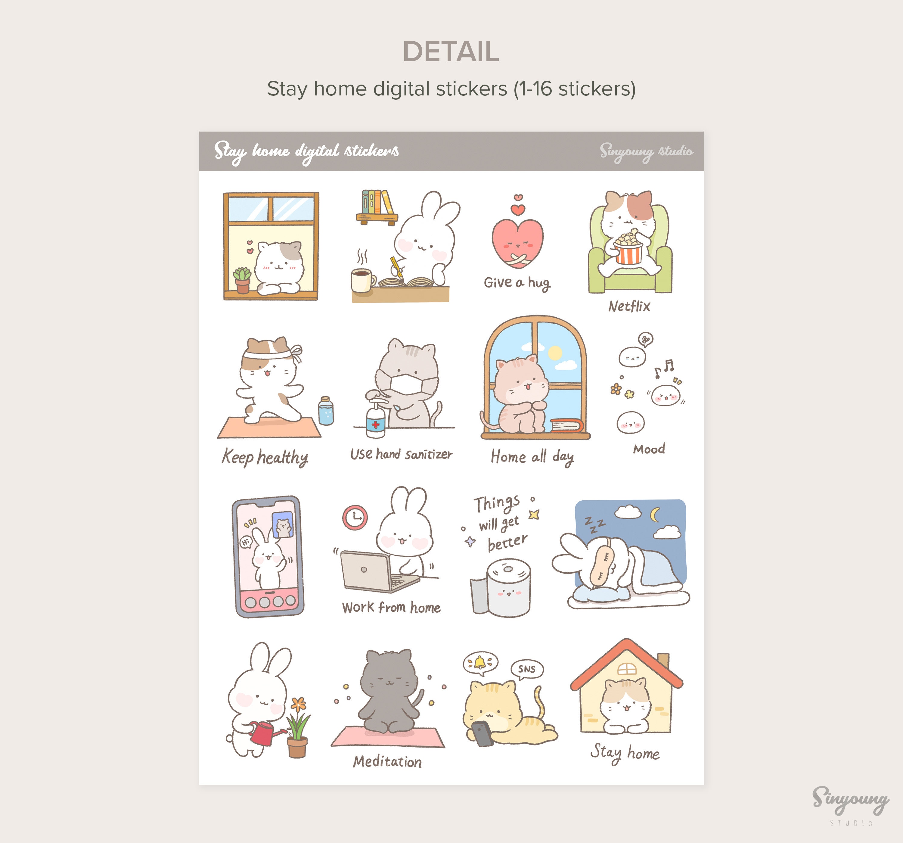 Cute Stay Home Goodnotes Stickers | Hand Drawn Quarantine Planner ...