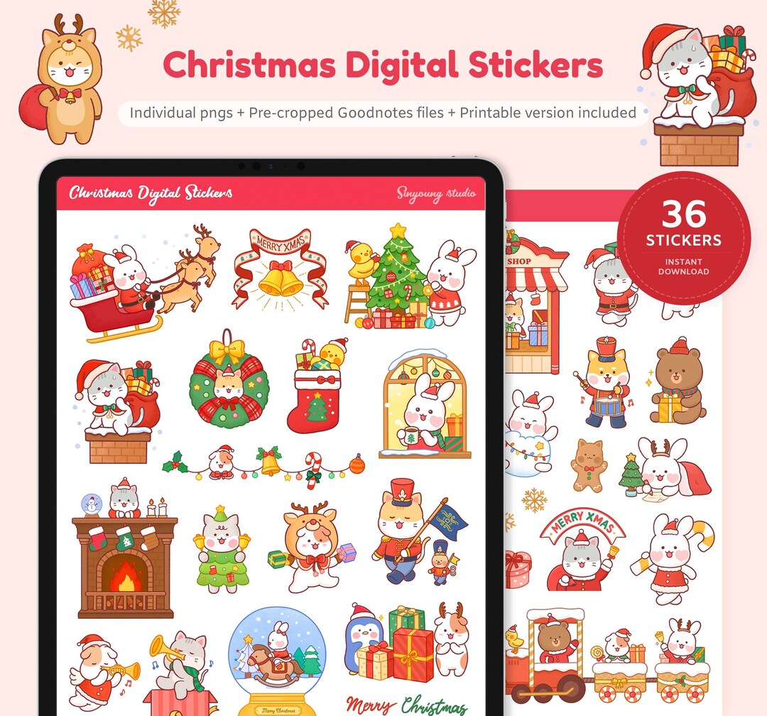 Cute Christmas Stickers for Digital Planner Christmas Cat - Etsy