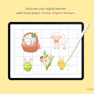 Cute Easter Digital Planner Sticker Set, Easter Rabbit Sticker Sheet ...