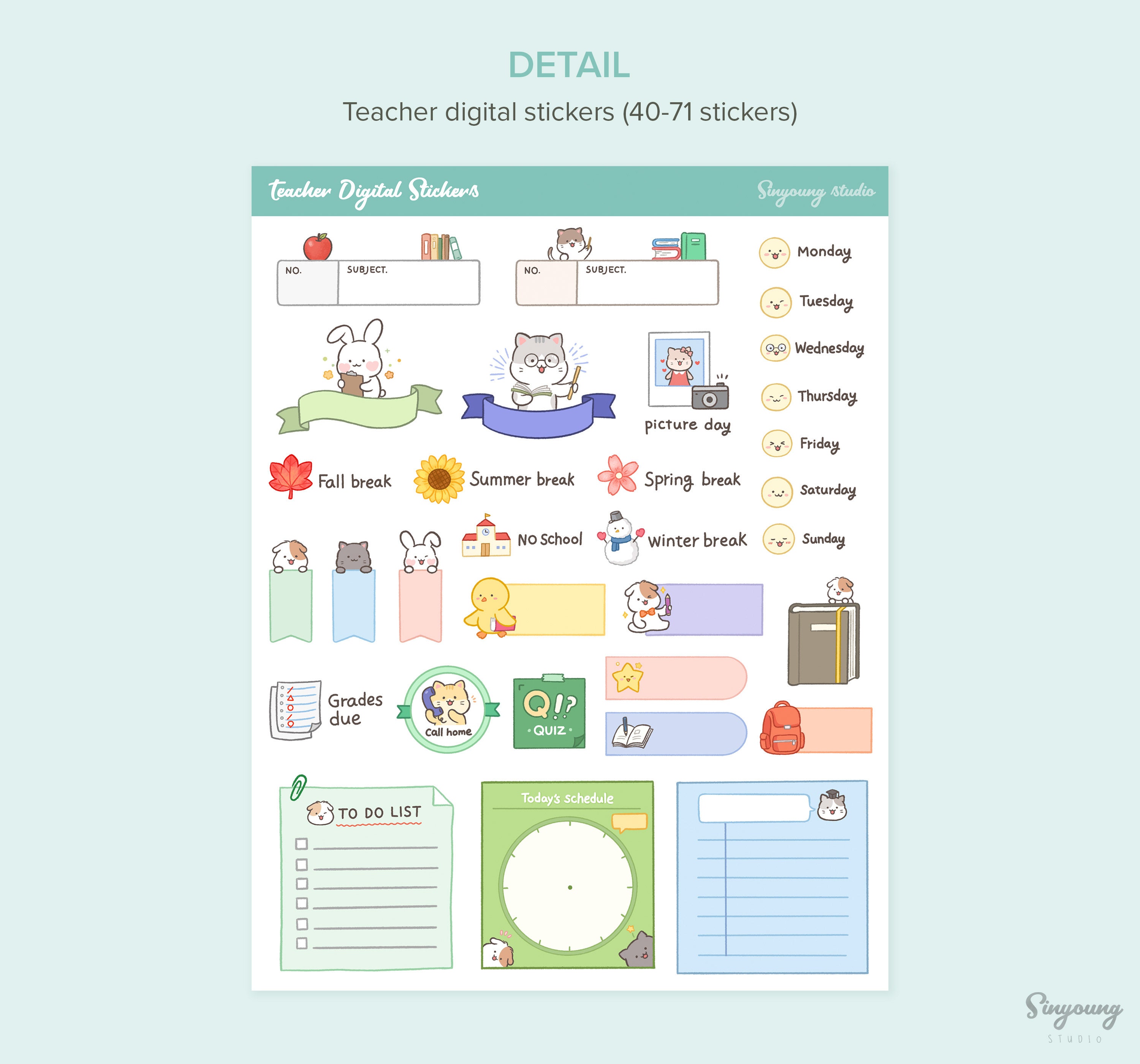 Cute Teacher Digital Planner Stickers, Teach Love Inspire, Goodnotes ...