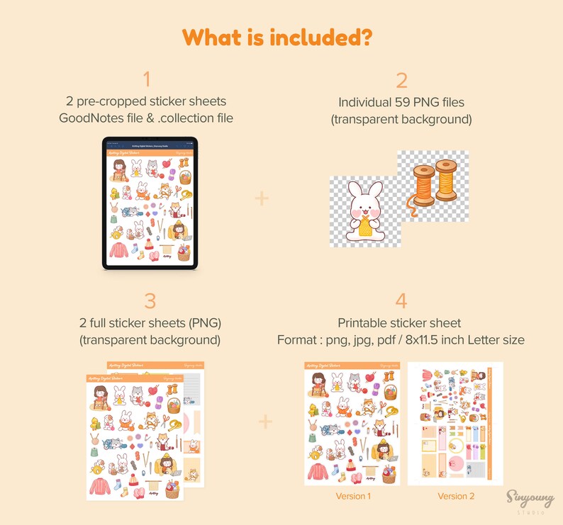 Cute Knitting Stickers for Digital Planner Crochet Goodnotes - Etsy
