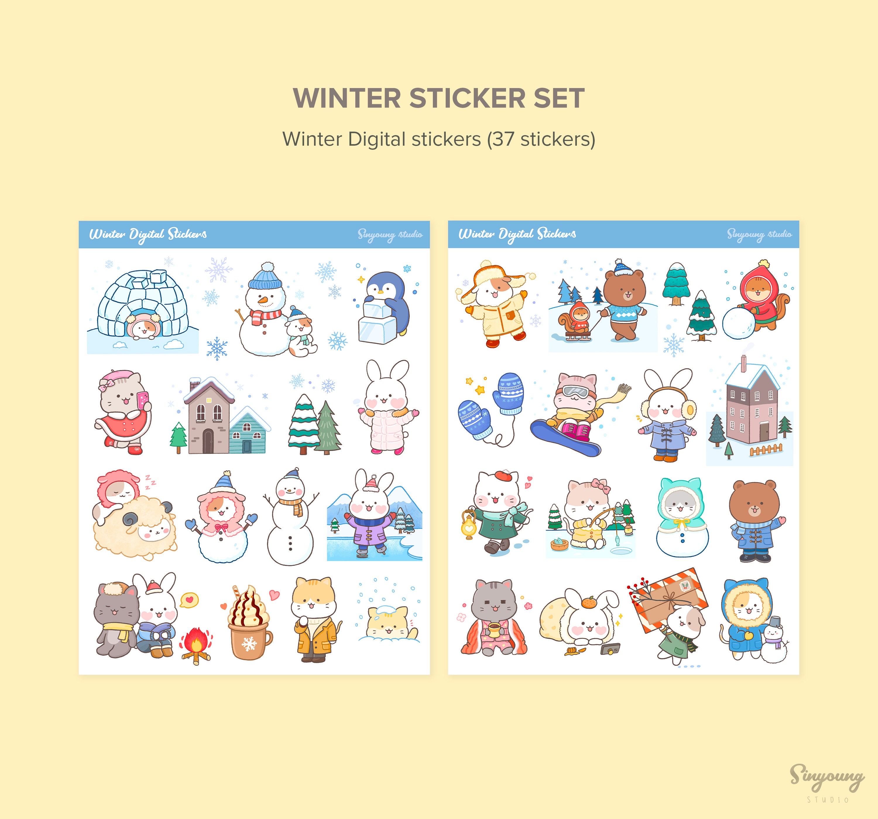 4 Seasons Digital Sticker Bundle | Cute Seasonal Goodnotes Sticker ...