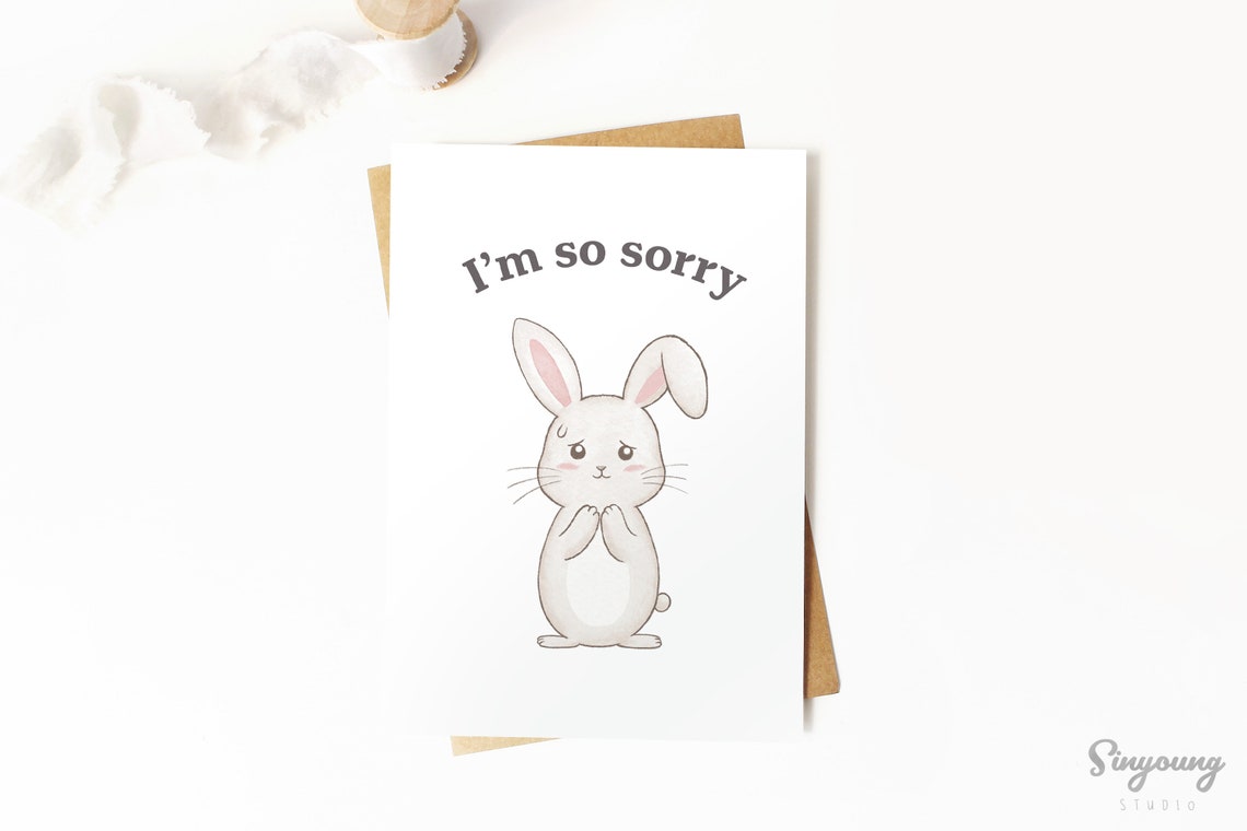 I'm so Sorry Bunny Printable card Cute Apology Card | Etsy