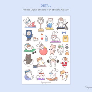 Cute Fitness Stickers for Digital Planner | Gym Goodnotes Stickers ...