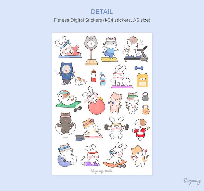 Cute Fitness Stickers for Digital Planner | Gym Goodnotes Stickers ...
