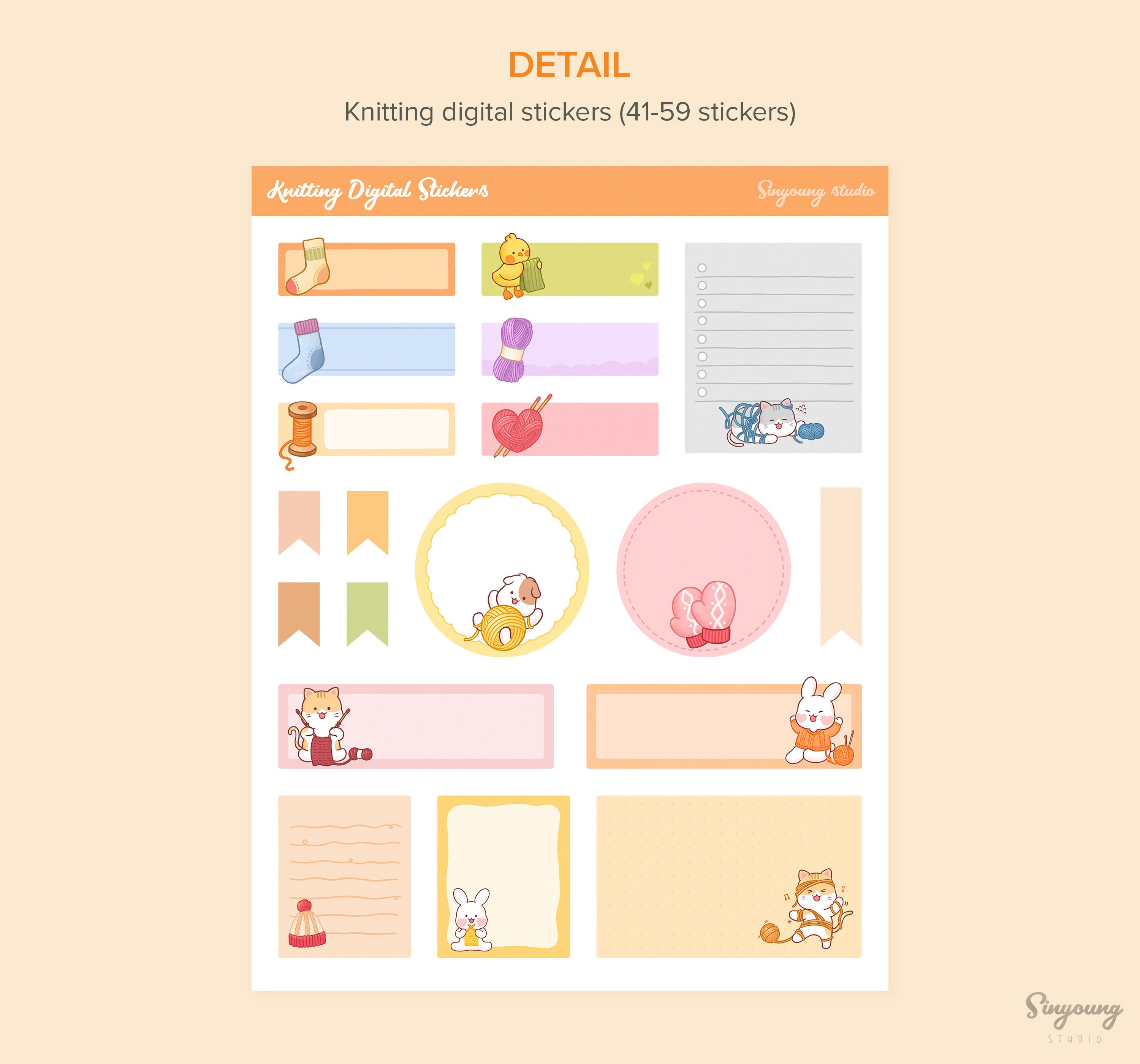 Cute Knitting Stickers for Digital Planner Crochet Goodnotes - Etsy