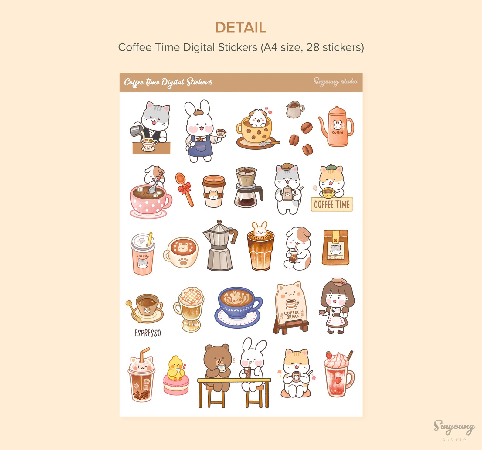 Cute Coffee Time Digital Stickers | Coffee Break Goodnotes Stickers ...