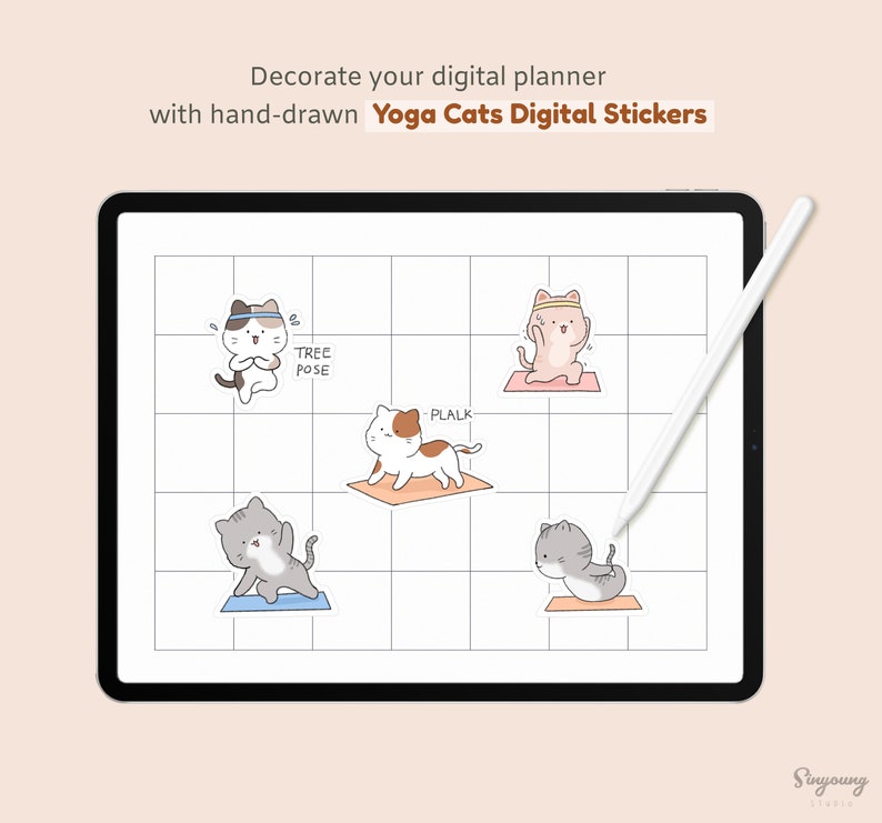 Cute Yoga Cats Goodnotes Stickers Hand Drawn Cat Doing Yoga - Etsy