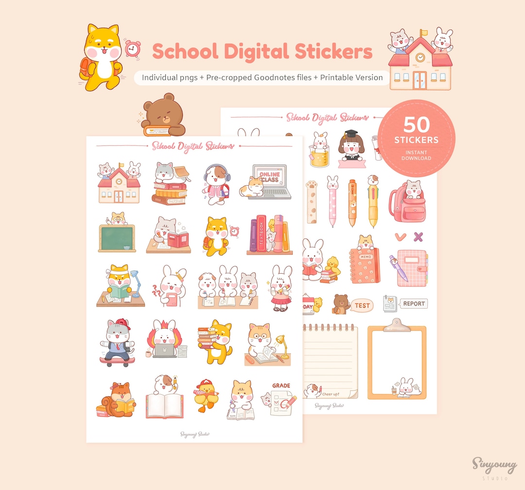Cute School Stickers for Digital Planner | Back to School Goodnotes ...
