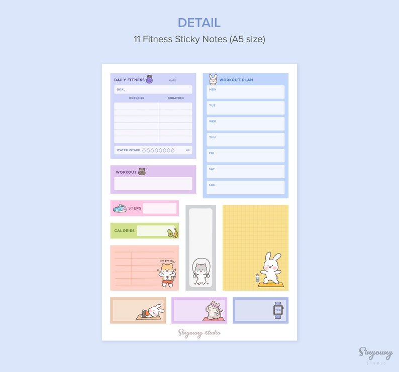 Cute Fitness Stickers for Digital Planner | Gym Goodnotes Stickers ...