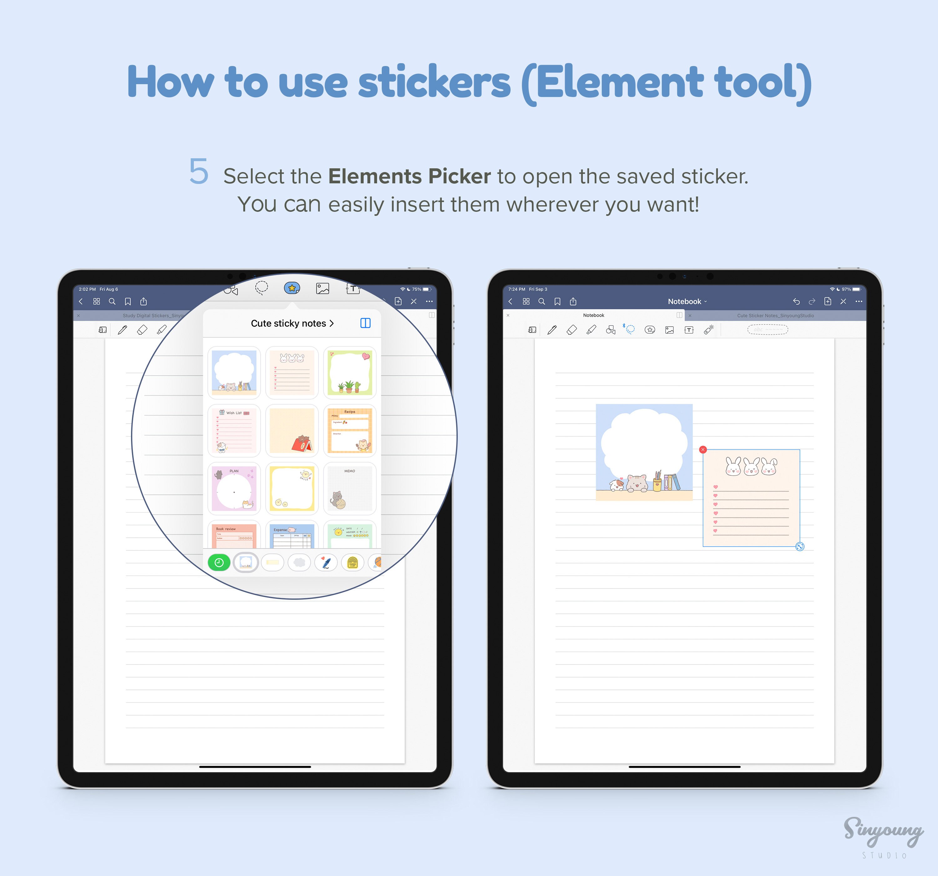 Cute Digital Sticky Notes for Goodnotes Animal Character Post - Etsy