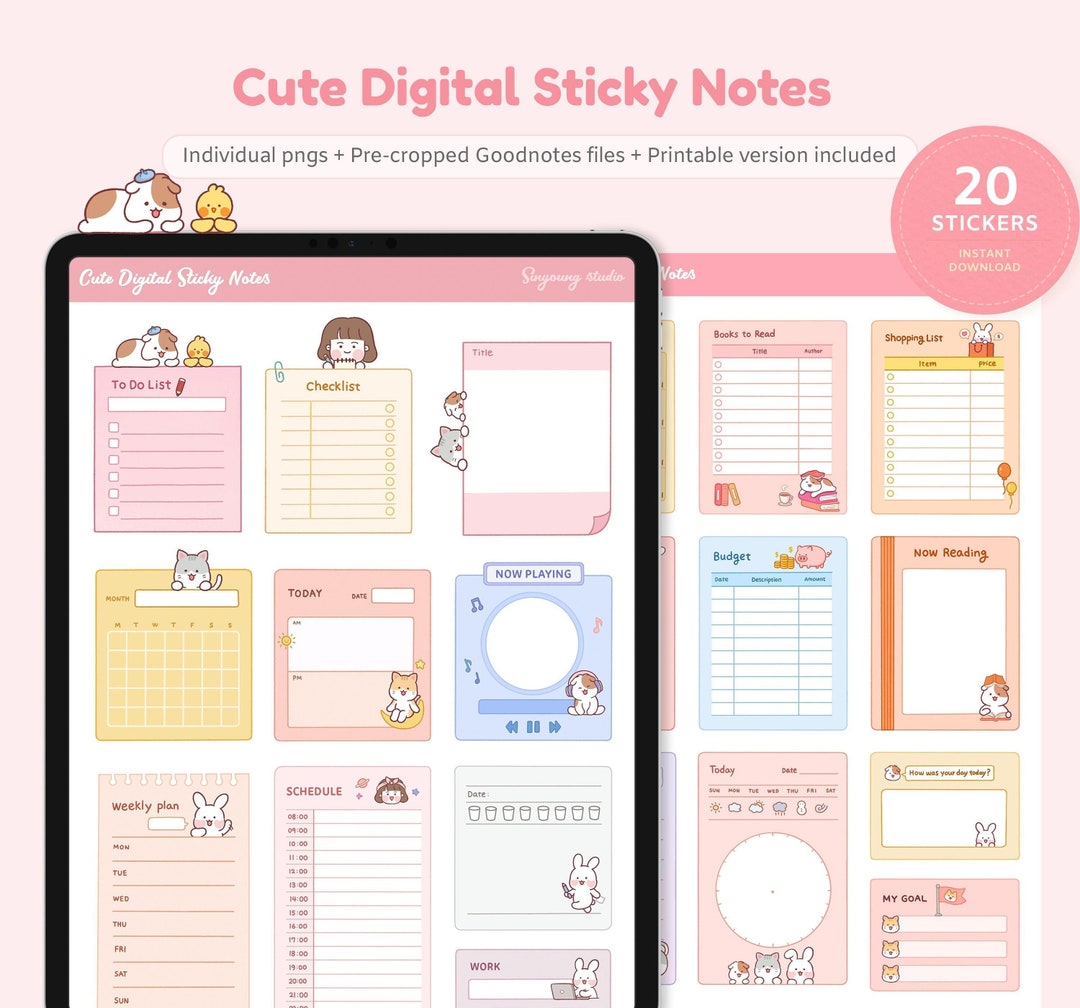 Cute Sticky Notes for Digital Planner Essential Goodnotes - Etsy