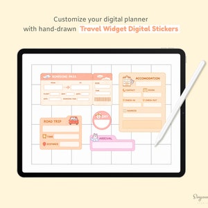Cute Travel Widget Digital Stickers | Sticky Notes Goodnotes Stickers ...
