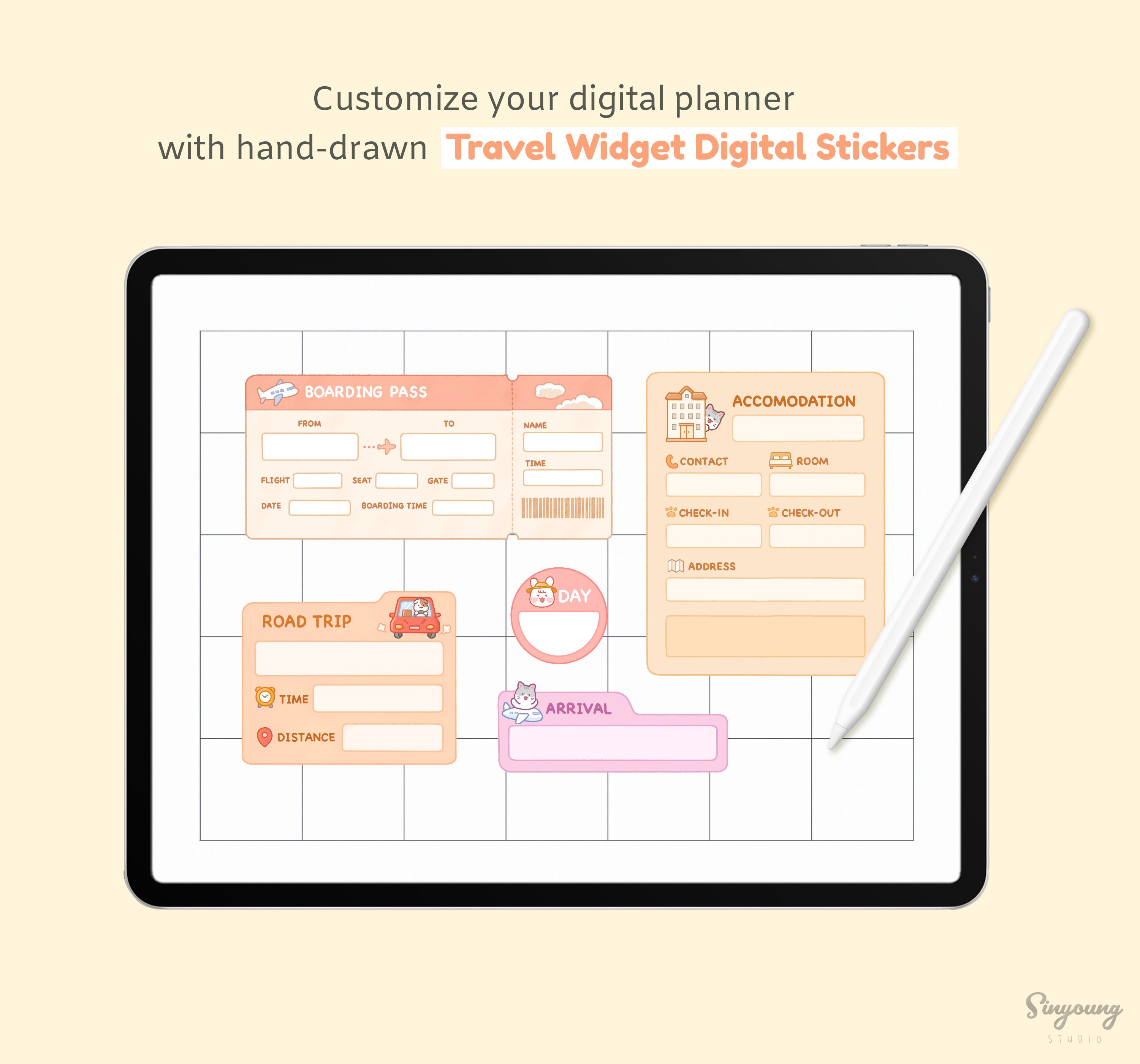 Cute Travel Widget Digital Stickers | Sticky Notes Goodnotes Stickers ...