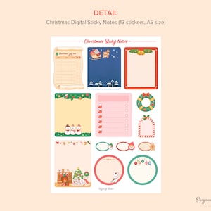 Cute Christmas Digital Sticky Notes | Xmas Digital Memo | Christmas ...
