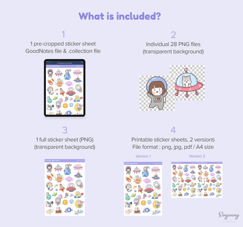 Cute Space Stickers for Digital Planner | Astronaut and Space Planet ...