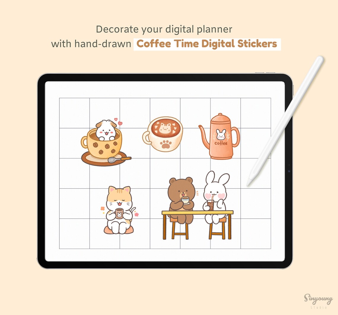 Cute Coffee Time Digital Stickers | Coffee Break Goodnotes Stickers ...