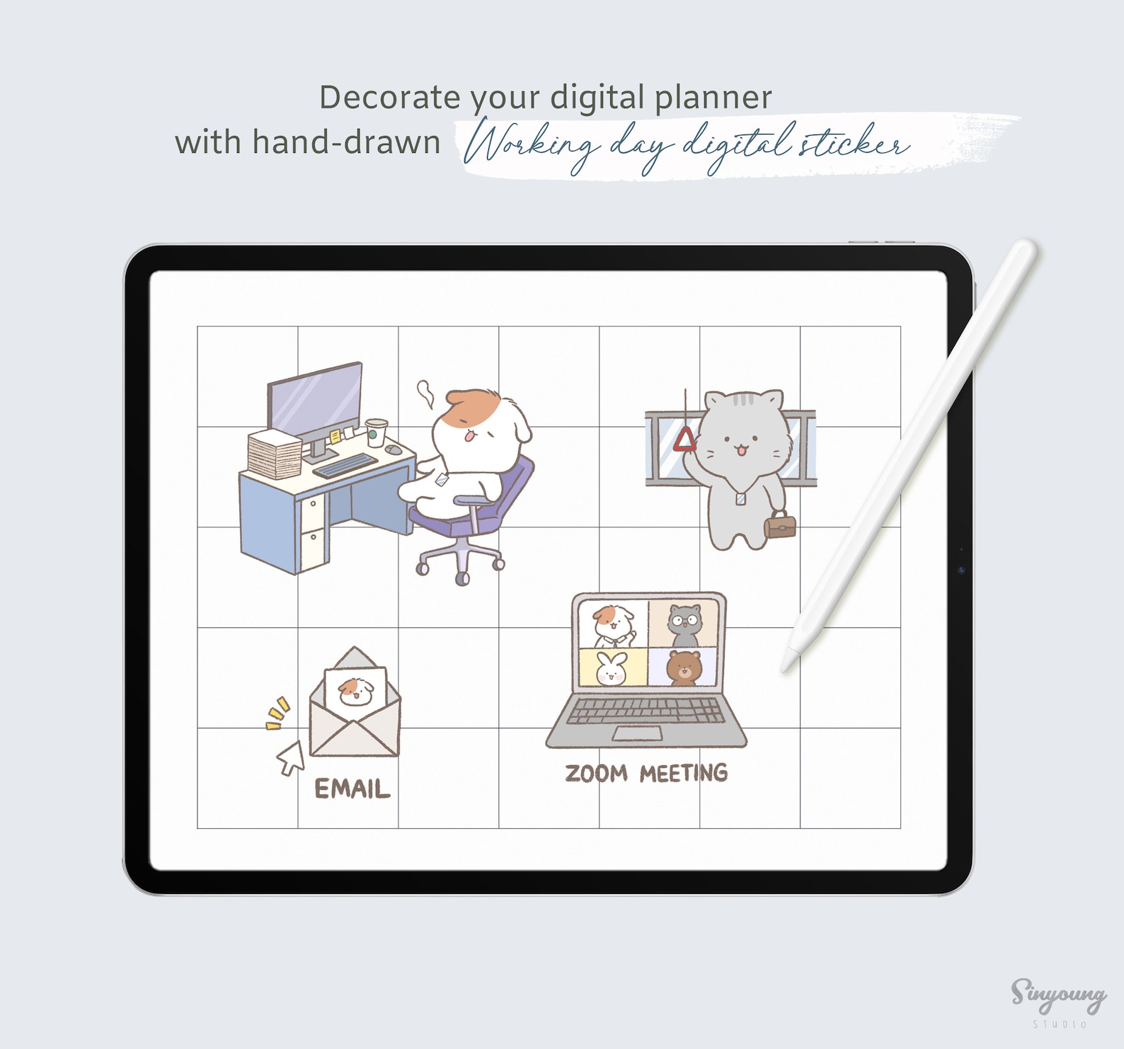 Cute Working Day Digital Planner Stickers Office Work | Etsy